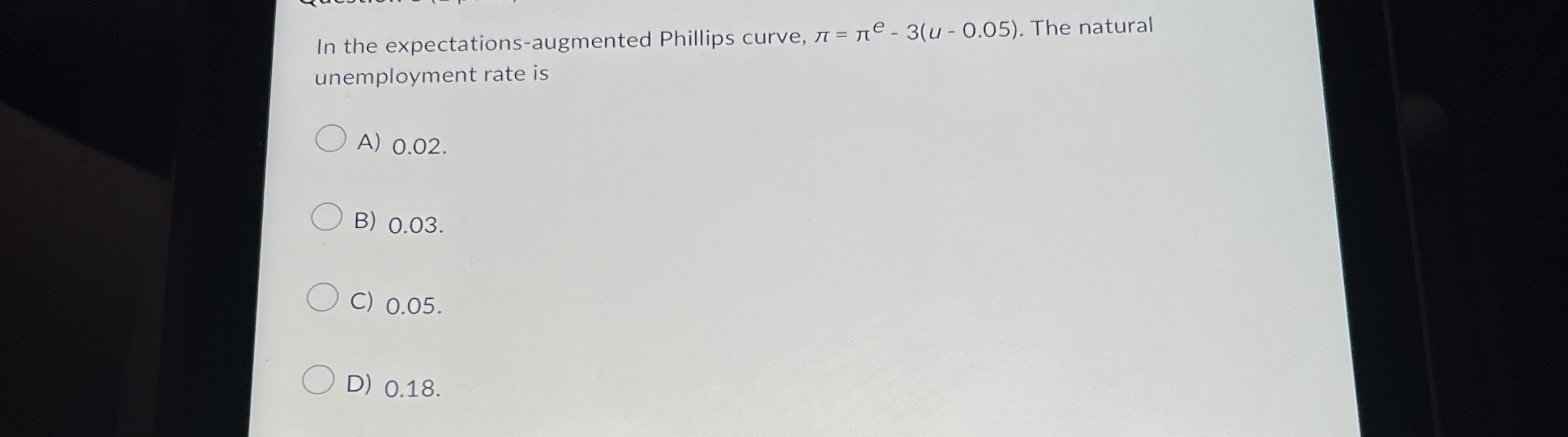 In The Expectations Augmented Phillips Curve