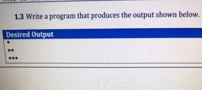 Solved 1.3 Write a program that produces the output shown | Chegg.com