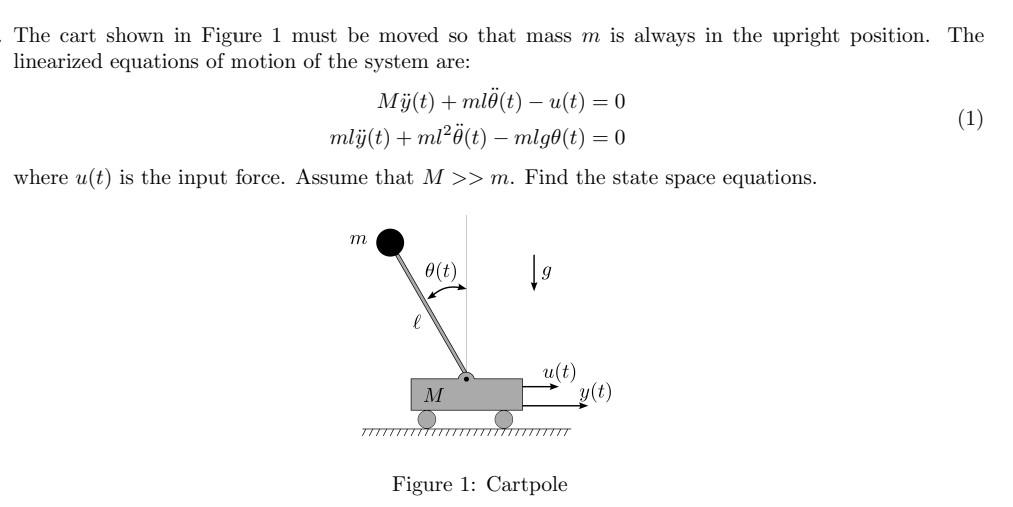 Solved The cart shown in Figure 1 must be moved so that mass | Chegg.com
