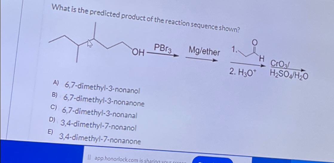 Solved What is the predicted product of the reaction | Chegg.com