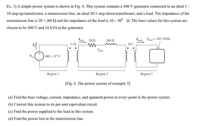 Solved Ex. 3) A simple power system is shown in Fig. 6. This | Chegg.com