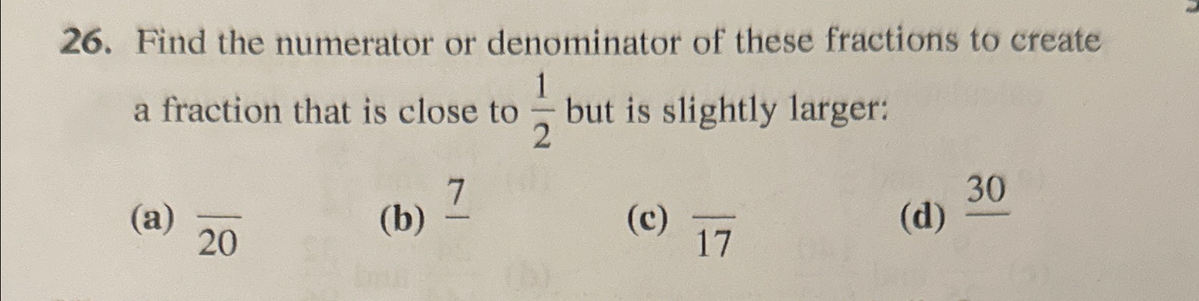 Solved Find the numerator or denominator of these fractions | Chegg.com
