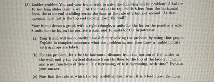 Solved (3) Ladder problem You and your friend wish to solve | Chegg.com