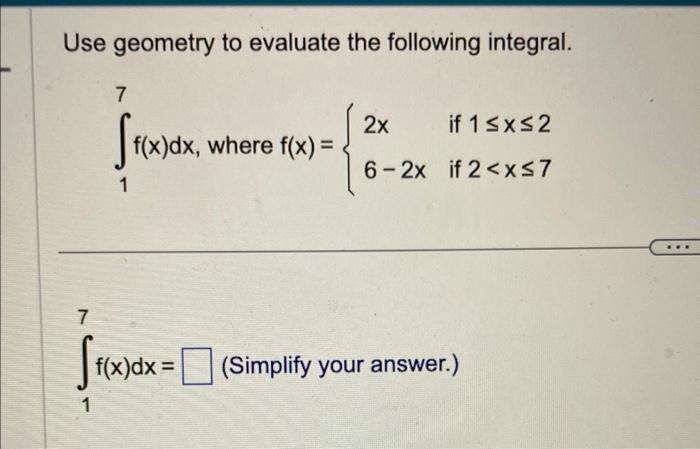 Solved Use geometry to evaluate the following integral. | Chegg.com