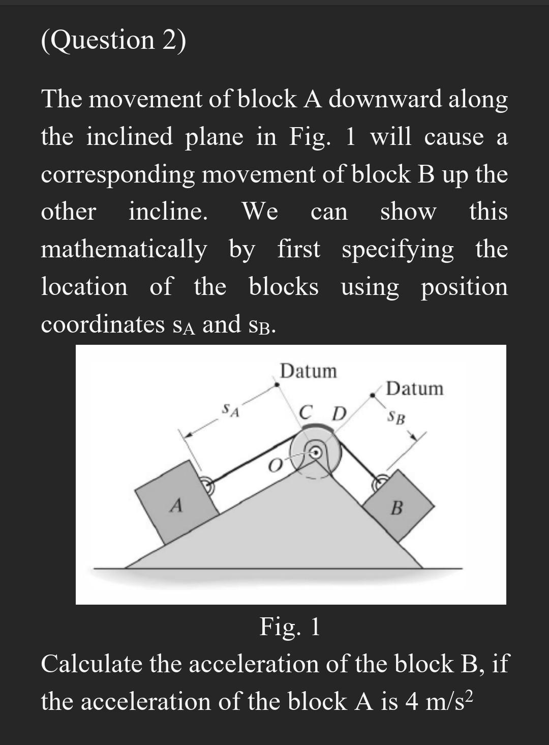 Solved (Question 2) The movement of block A downward along | Chegg.com