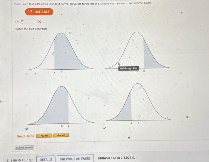Solved Find z such that 74% of the standard normal curve | Chegg.com