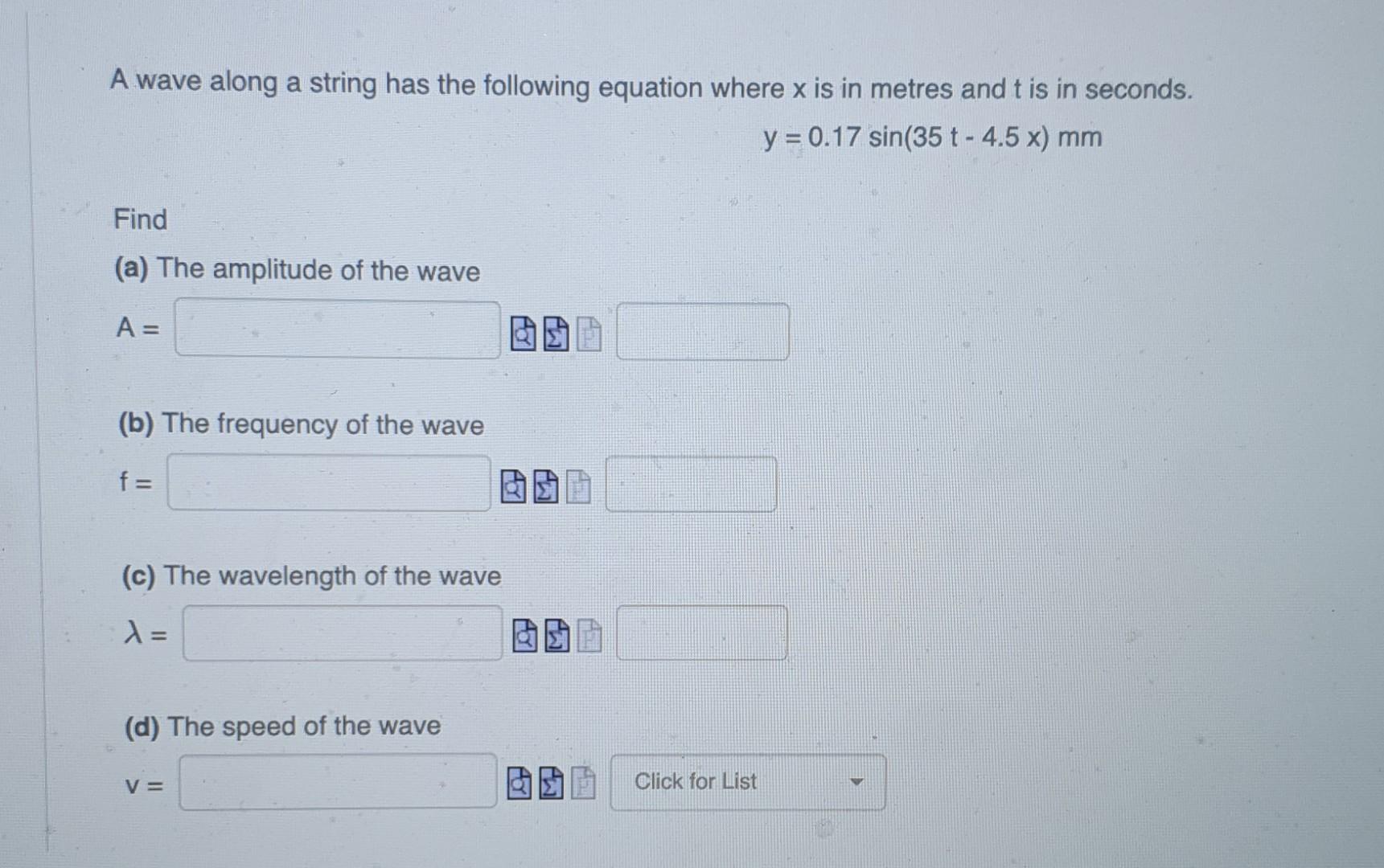 Solved A wave along a string has the following equation | Chegg.com