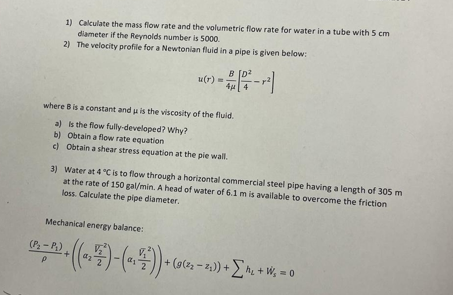 Solved Calculate the mass flow rate and the volumetric flow | Chegg.com