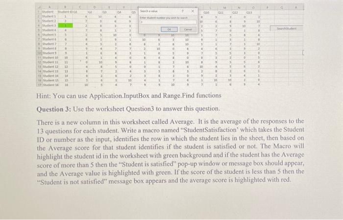 Solved Task 1: Write a Macro named Row 20 represented on the | Chegg.com