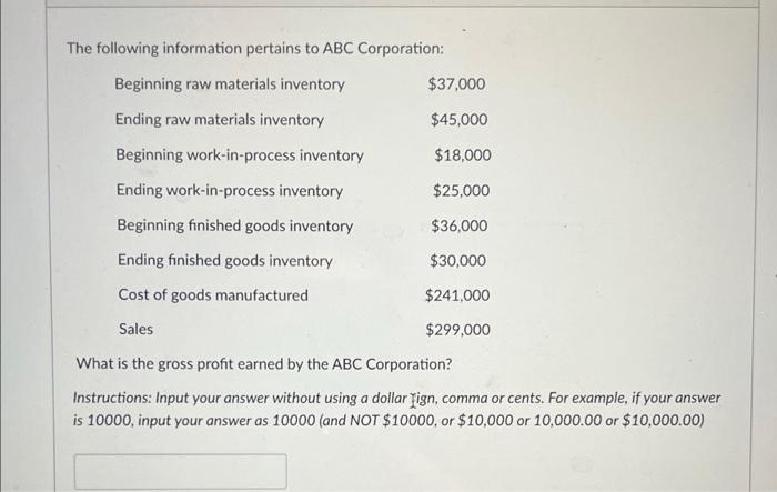 Solved The following information pertains to ABC | Chegg.com