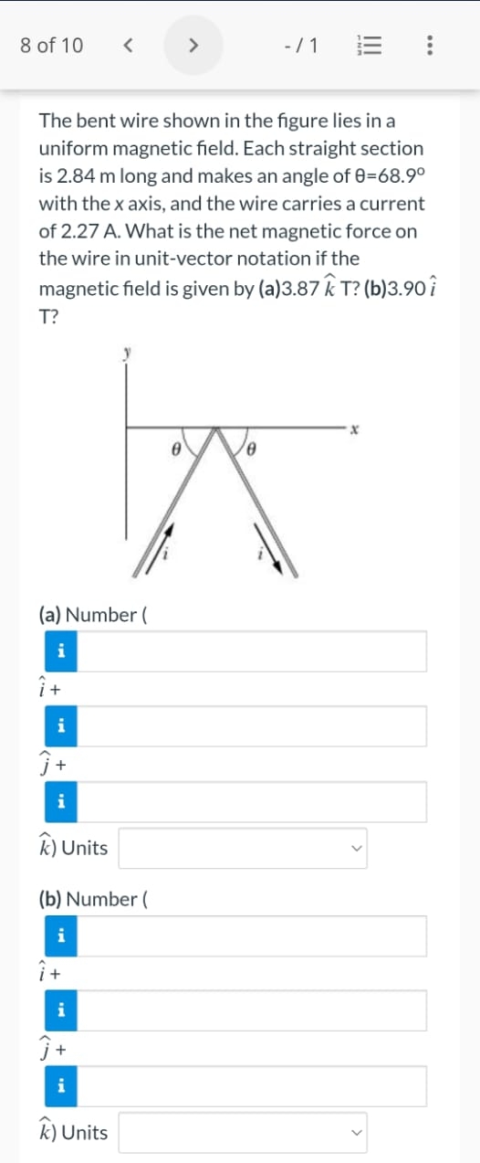 Solved 8 ﻿of 10-1The bent wire shown in the figure lies in a | Chegg.com