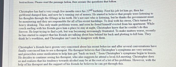 Solved Instructions: Please read the passage below, then | Chegg.com