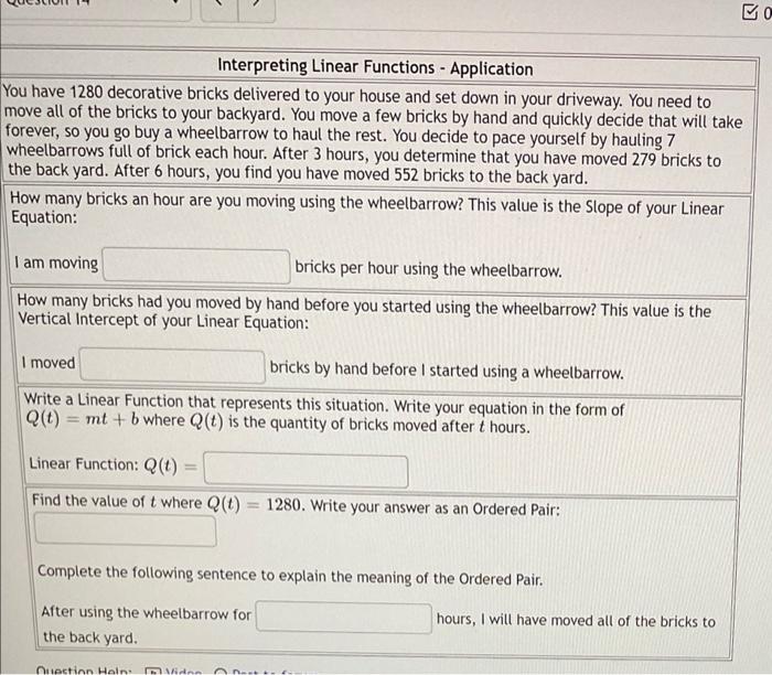 Solved Interpreting Linear Functions - Application You have | Chegg.com