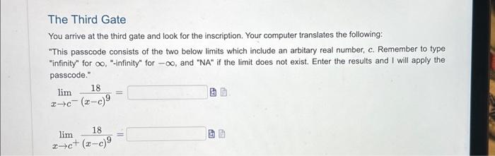 Solved The Third Gate You arrive at the third gate and look | Chegg.com