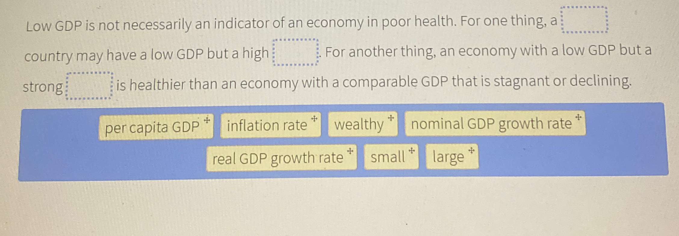 Solved Low GDP is not necessarily an indicator of an economy | Chegg.com