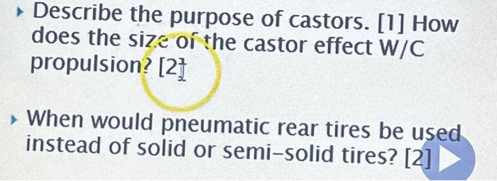 Solved Describe the purpose of castors. [1] How does the | Chegg.com