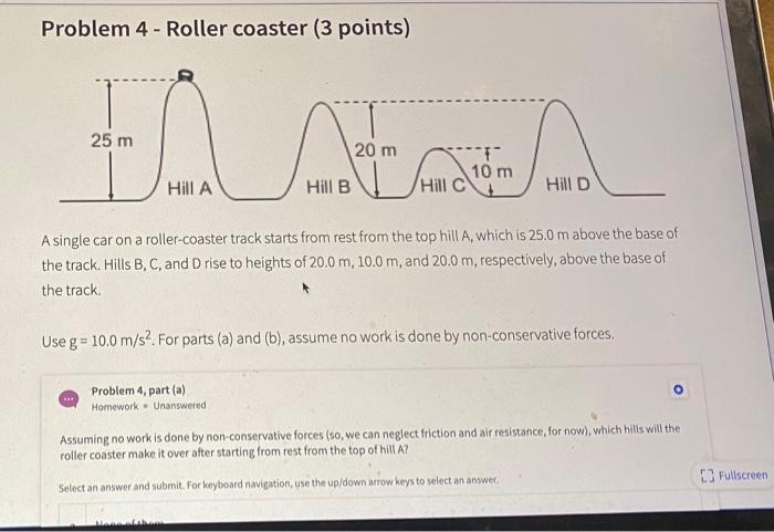 Solved Problem 4 - Roller coaster (3 points) tastaa Hill A | Chegg.com