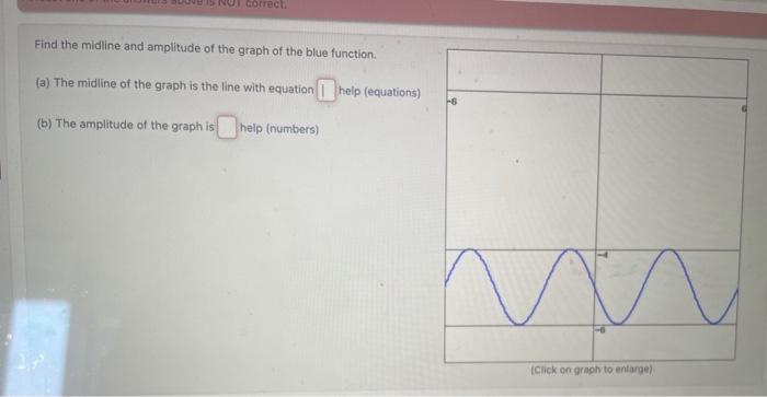 Solved correct. Find the midline and amplitude of the graph | Chegg.com