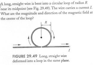 Solved A long, straight wire is bent into a circular loop of | Chegg.com