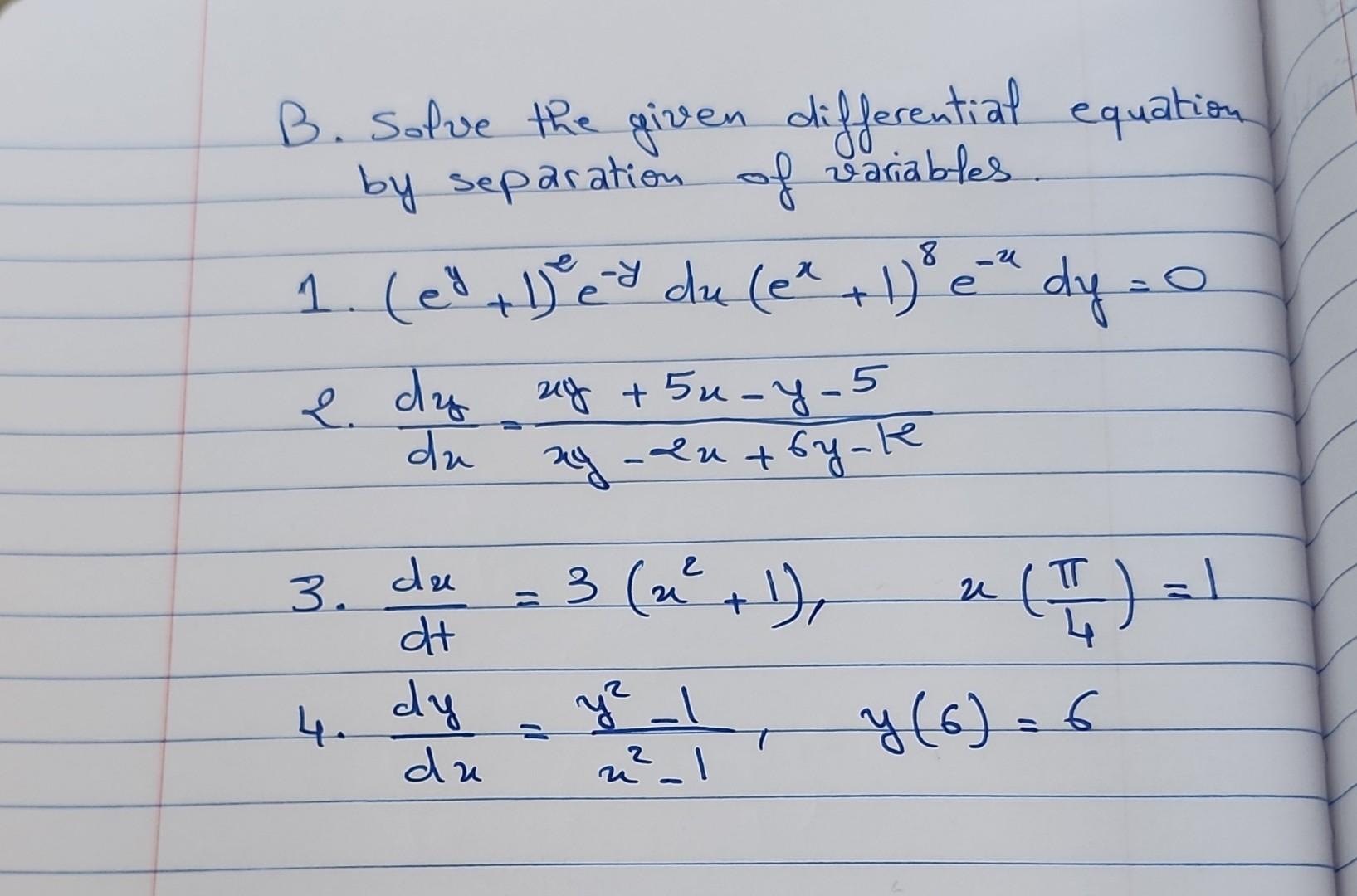 Solved B Solve The Given Differential Equation By