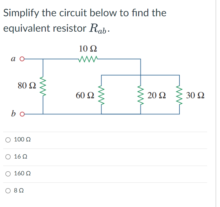 Solved Simplify the circuit below to find theequivalent | Chegg.com