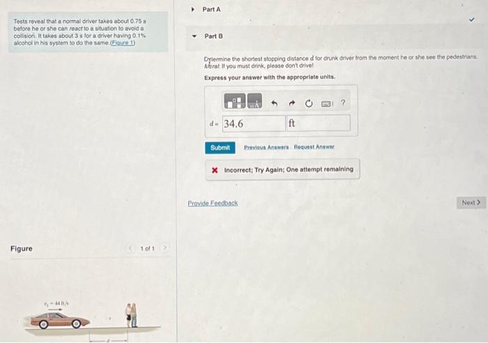 Solved Tests reveal that a normal driver takes about 0.75 s | Chegg.com