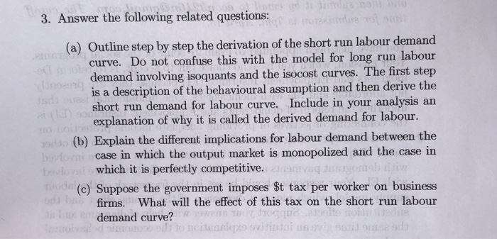 3. Answer the following related questions: or to (a) | Chegg.com