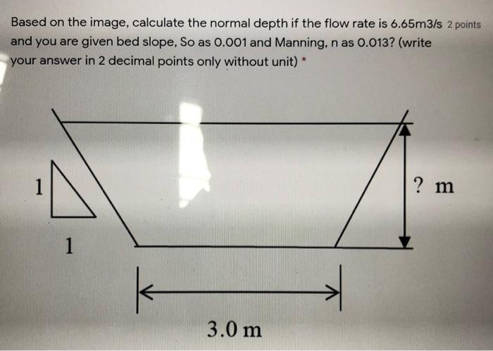 Solved Based on the image, calculate the normal depth if the | Chegg.com