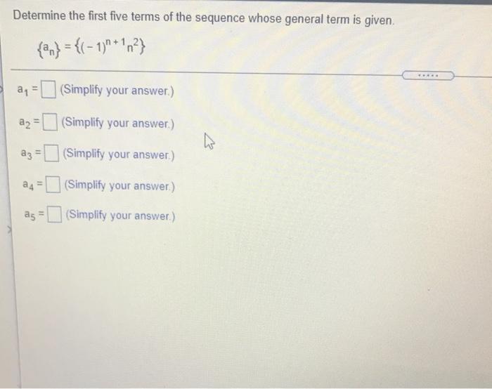 Solved Determine the first five terms of the sequence whose | Chegg.com