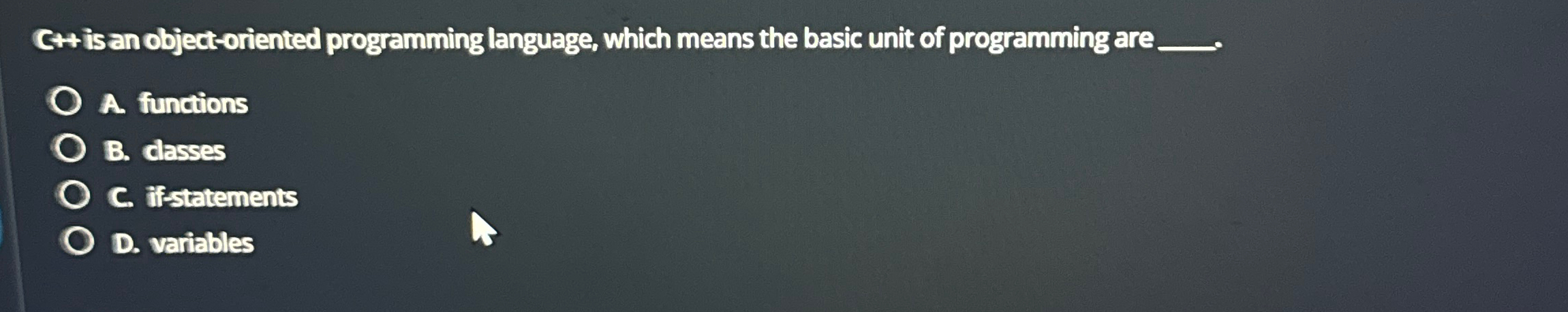 Solved C+t is an object-oriented programming language, which | Chegg.com