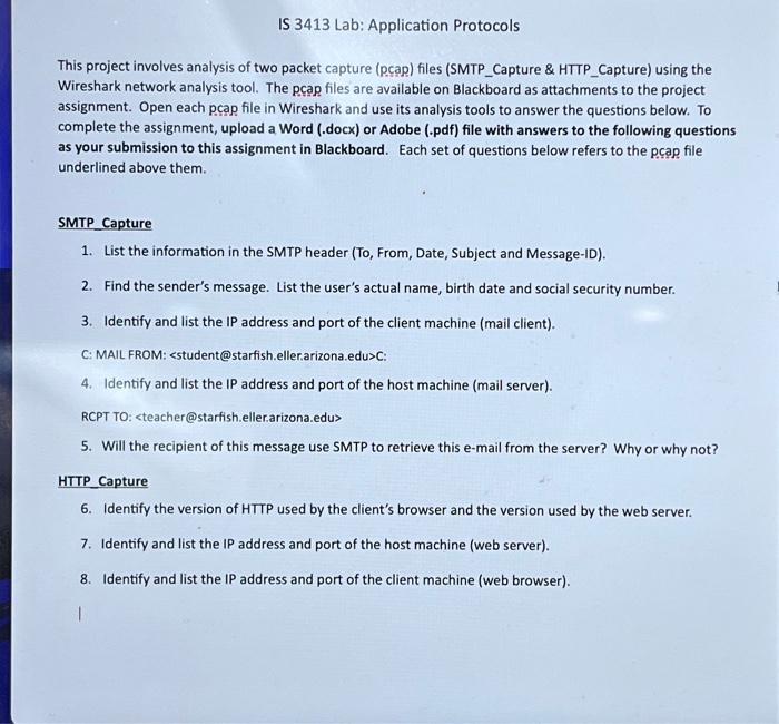 Solved IS 3413 Lab: Application Protocols This project | Chegg.com