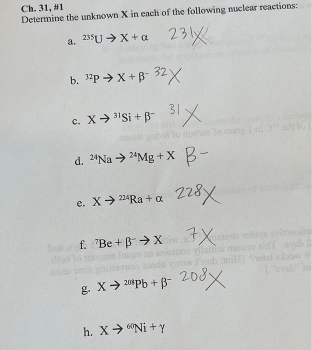 Solved Ch. 31, \#1 Determine the unknown X in each of the | Chegg.com