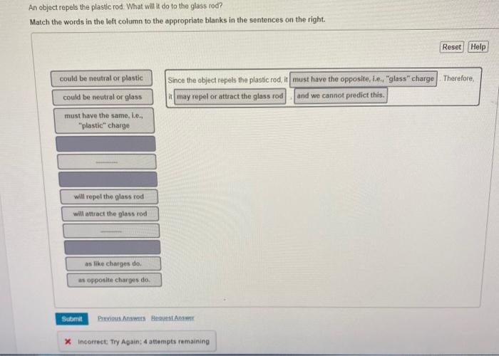 Solved An object repels the plastic rod. What will it do to | Chegg.com