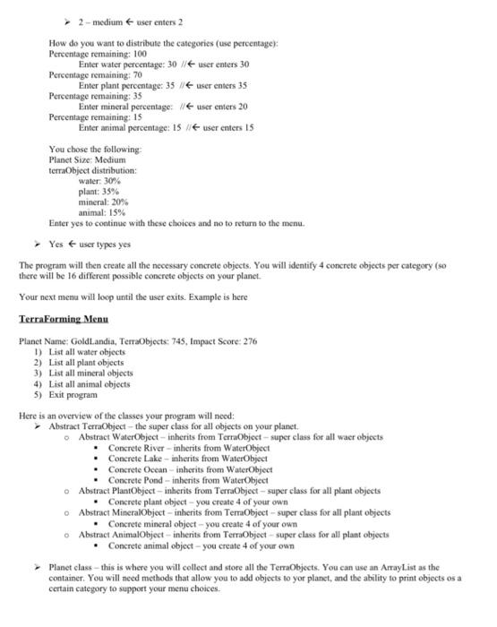 Solved You are going to create a Terraforming program, What | Chegg.com