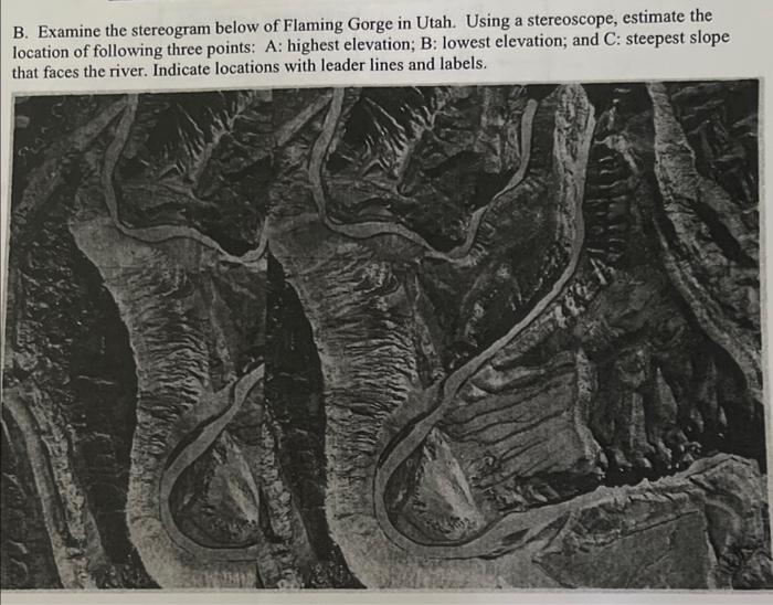 Solved B. Examine the stereogram below of Flaming Gorge in | Chegg.com