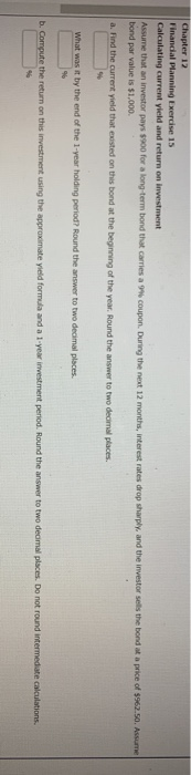 Chapter 12 Financial Planning Exercise 15 Calculating | Chegg.com