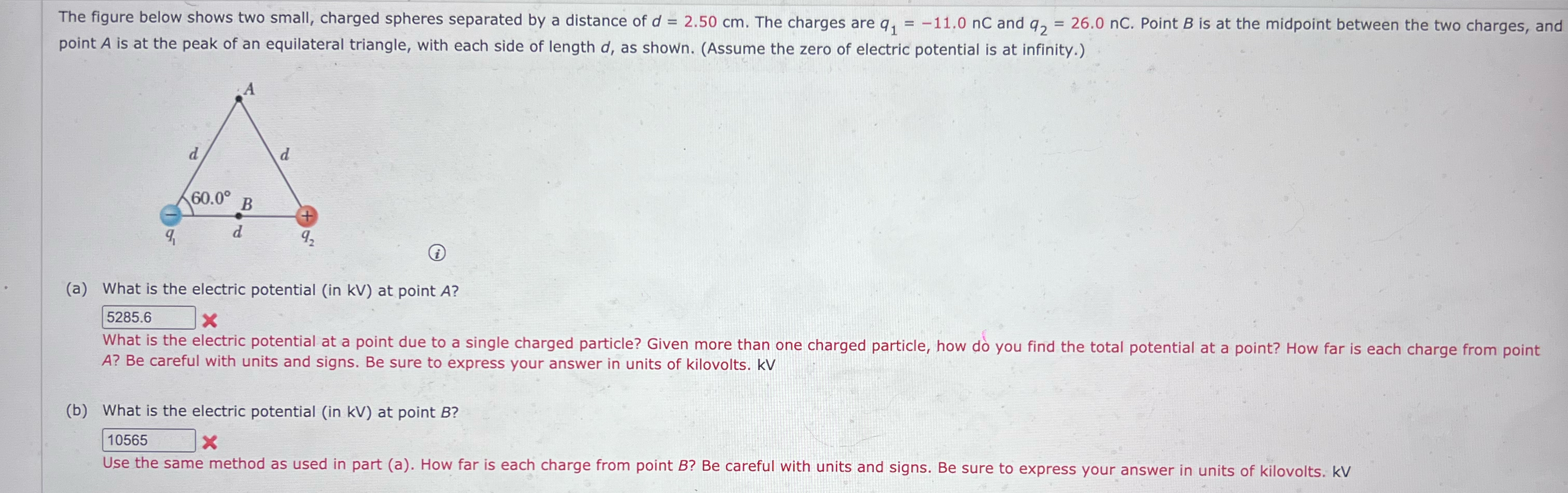 Solved point A ﻿is at the peak of an equilateral triangle, | Chegg.com