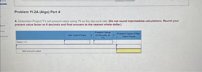 Solved Required information Problem 11-2A (Algo) Payback | Chegg.com