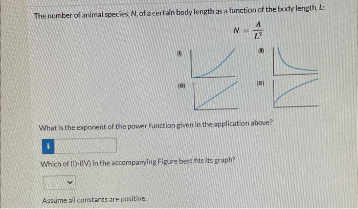 Solved The number of animal species, N, of a certain body | Chegg.com