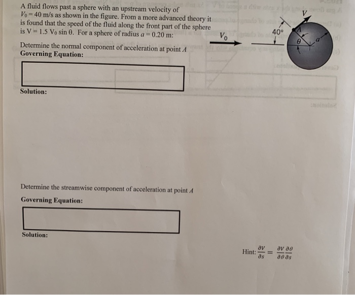 Solved 400 A fluid flows past a sphere with an upstream | Chegg.com