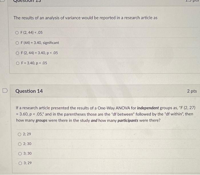 Solved The results of an analysis of variance would be | Chegg.com