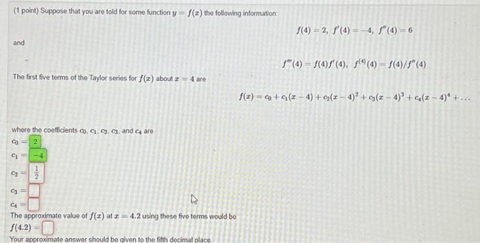 Solved (1 point) Suppose that you are told for some function | Chegg.com