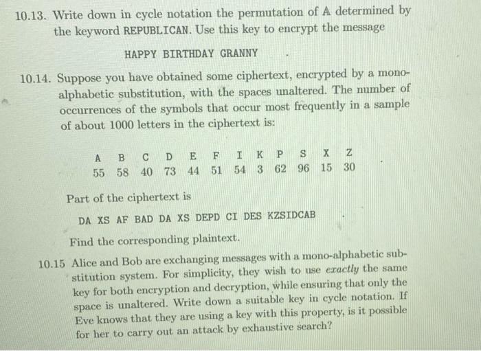 Solved 10 13 Write Down In Cycle Notation The Permutation