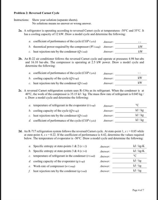 Solved 2a. A refrigerator is operating according to reversed | Chegg.com