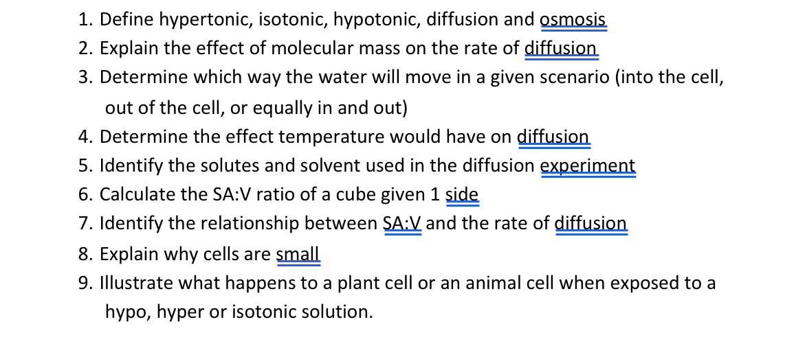 Solved Define hypertonic, isotonic, hypotonic, diffusion and | Chegg.com