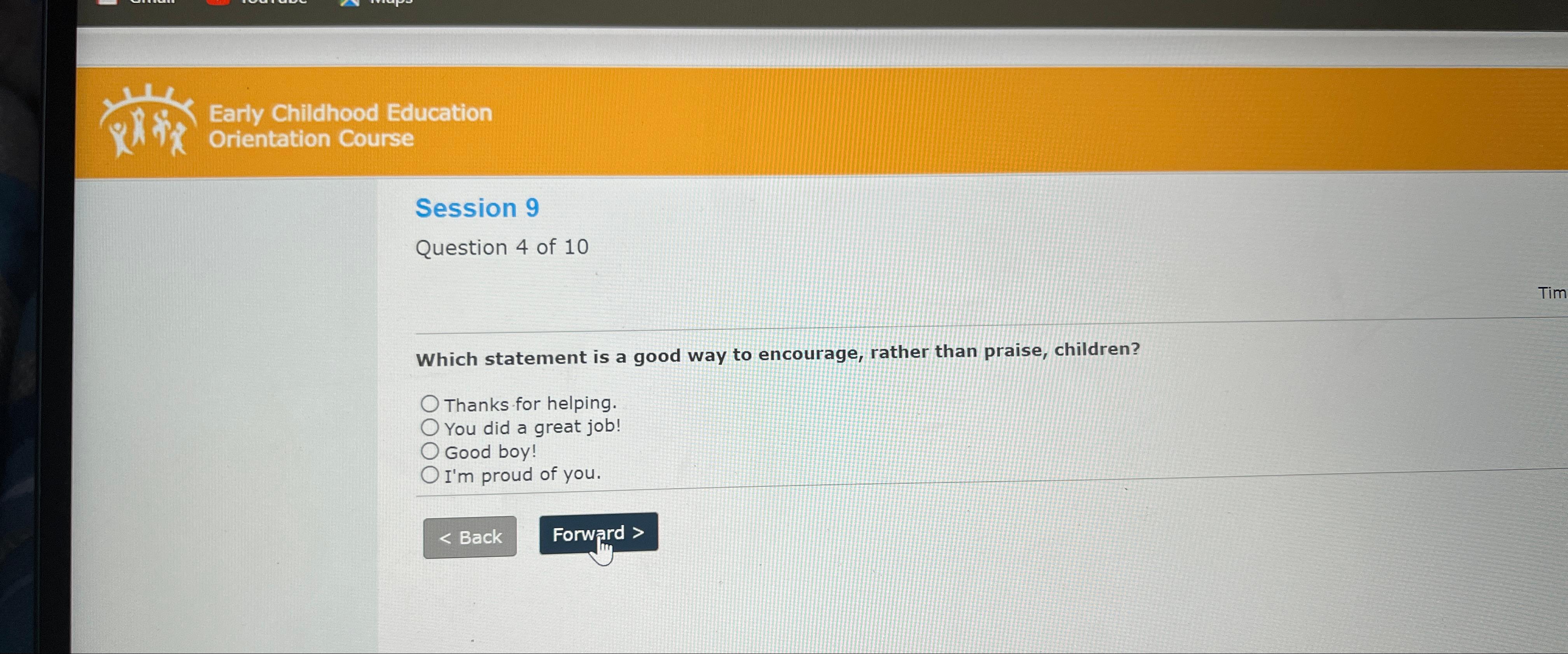Solved Early Childhood EducationOrientation CourseSession | Chegg.com