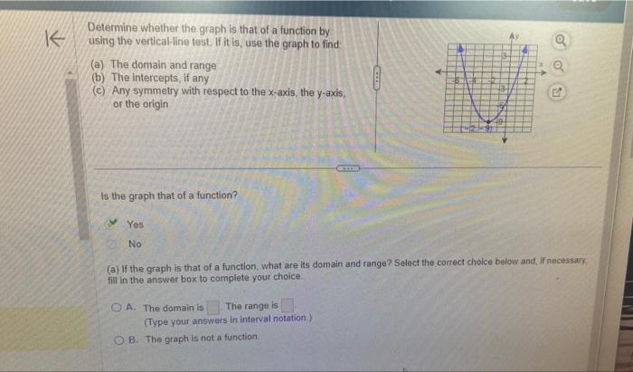 Solved Determine whether the graph is that of a function by | Chegg.com