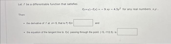 Solved Let f be a differentiable function that satisfies | Chegg.com