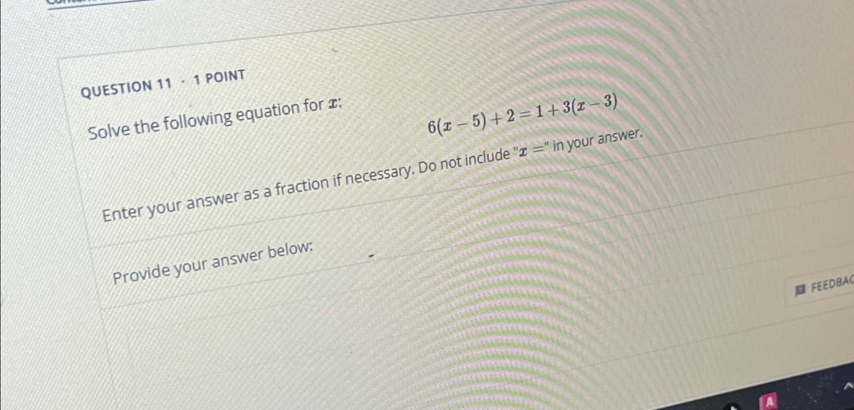 Solved QUESTION 11 - 1 ﻿POINTSolve the following equation | Chegg.com