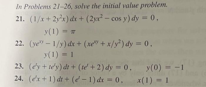 Solved In Problems 21-26, solve the initial value problem. | Chegg.com